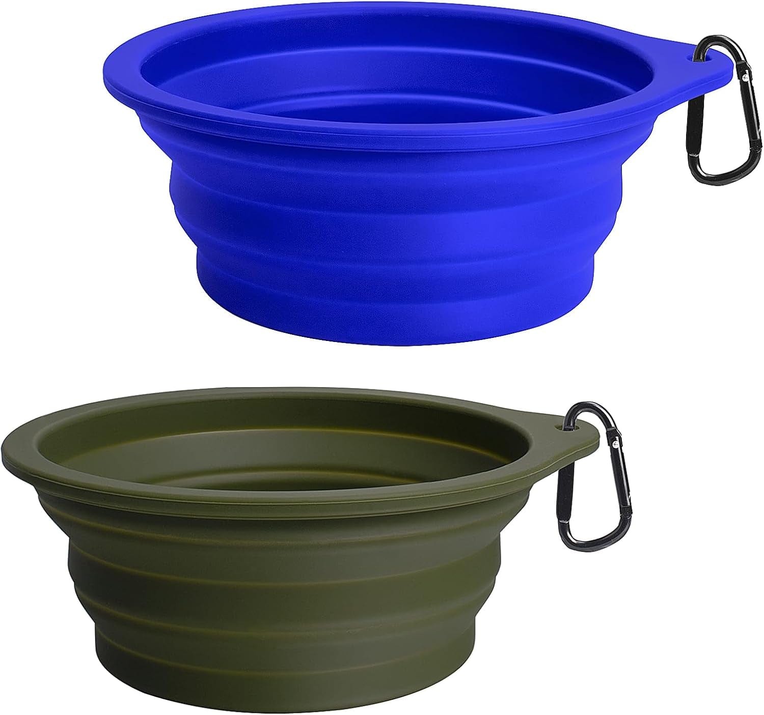 Two-Pack Collapsible Dog Bowls | 102 oz Portable Dog Bowls with Carabiner
